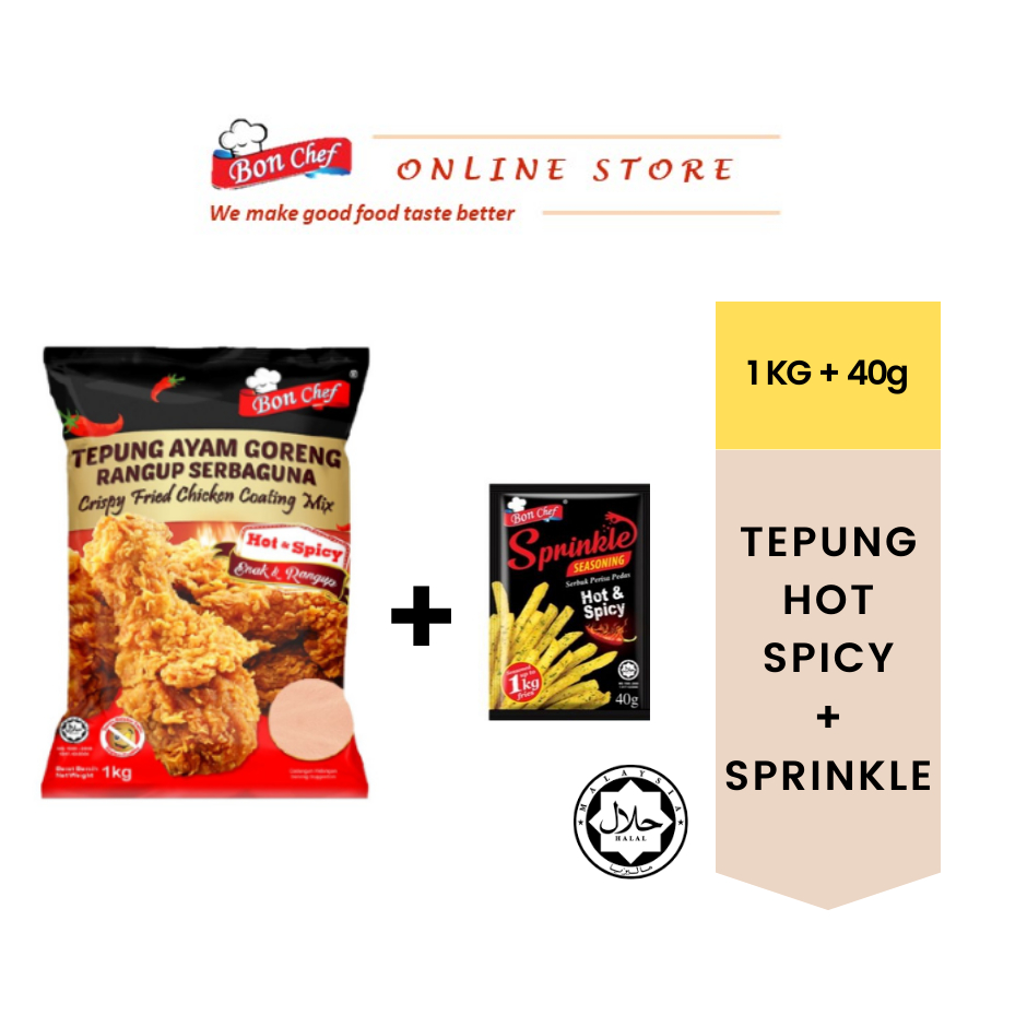 SET 1 PACK 1KG Tepung Ayam Goreng HOT & SPICY + 1 PACK 40g SPRINKLE ( Choose flavour) | Shopee ...