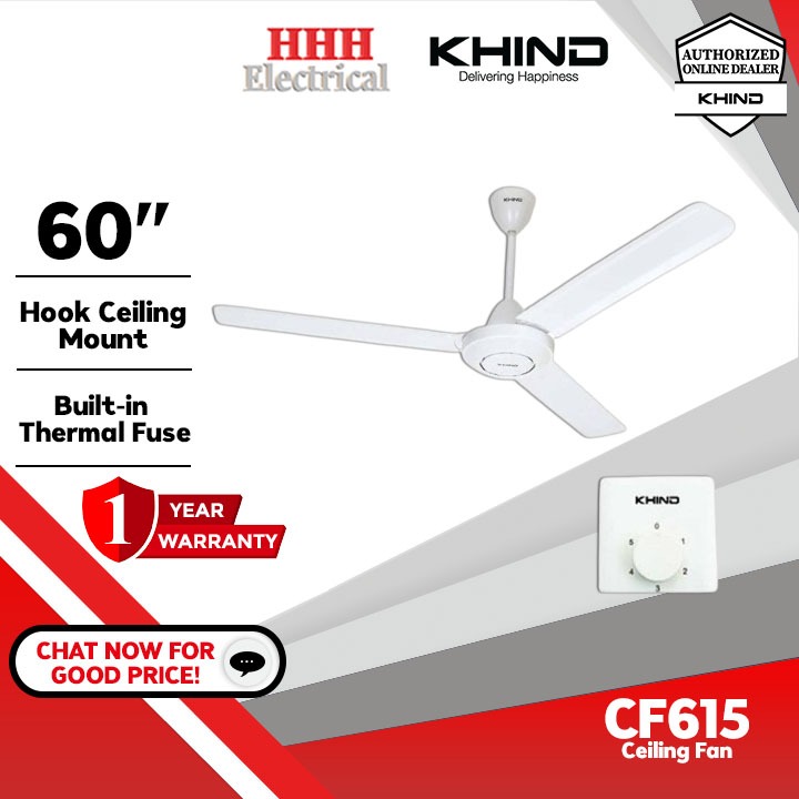 KHIND CEILING FAN CF615 (60") 3 SETS BLADE CEILING FAN | Shopee Malaysia