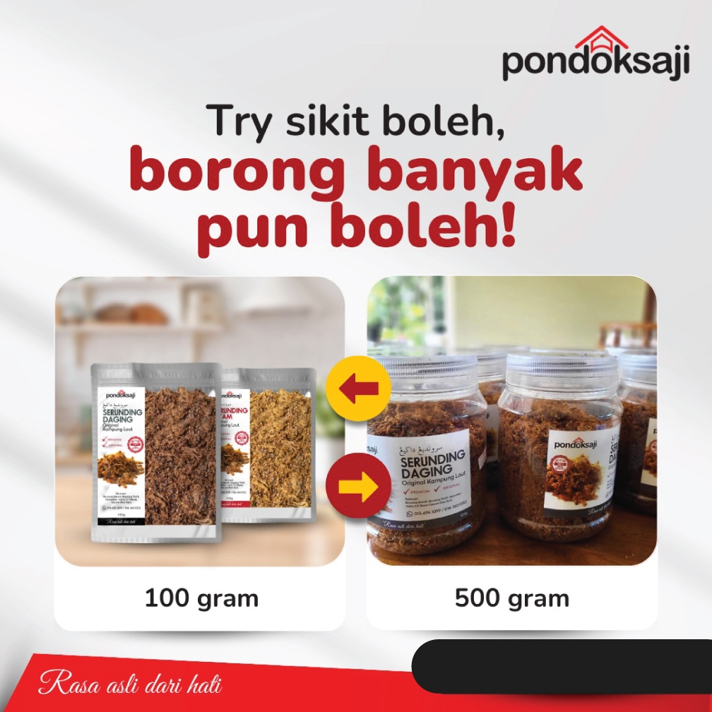 Serunding Asli Kampung Laut Kelantan Premium Daging / Ayam/ Ikan ...