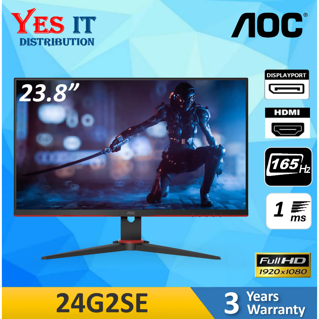 AOC 24" 27" 24G11E / 24G2SE / 27G2SE (165Hz) IPS FHD 1Ms Adaptive sync ...