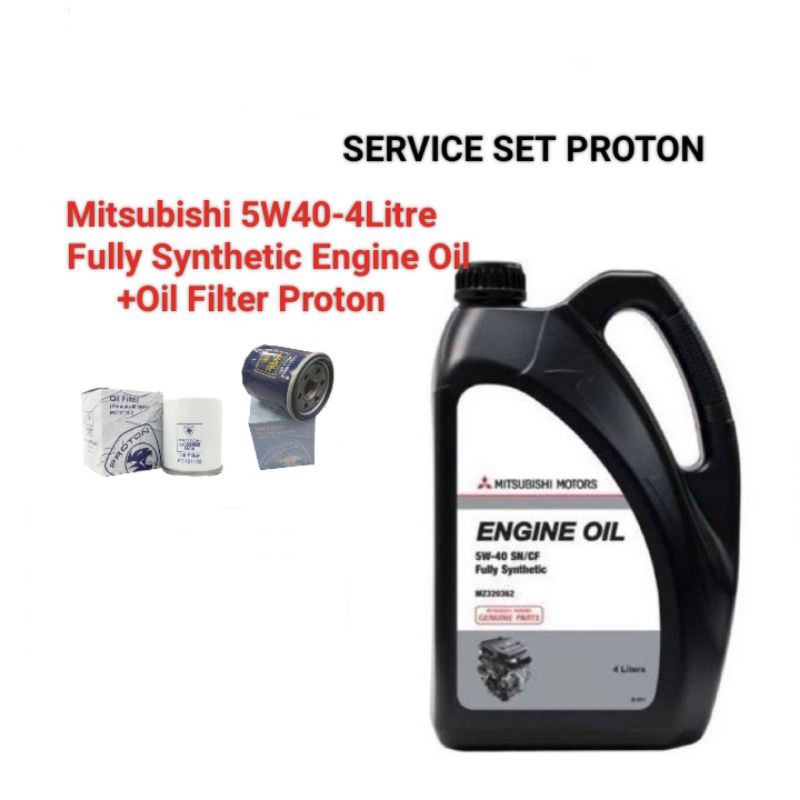 Proton Oil Filter +Mitsubishi 5W40-4Litre Fully Synthetic Engine Oil ...