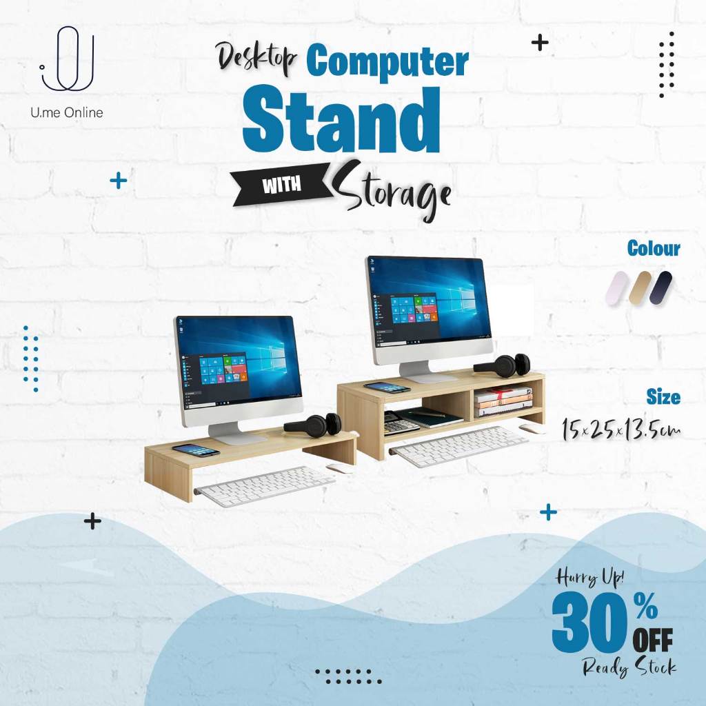 U.me Computer Monitor Stands Screen Increase Shelf Base Laptop Stand ...