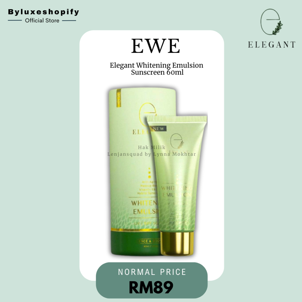 ELEGANT Whitening Emulsion Sunscreen SPF50 PA+++ |Original HQ | ELEGANT COSMETICS | Shopee Malaysia