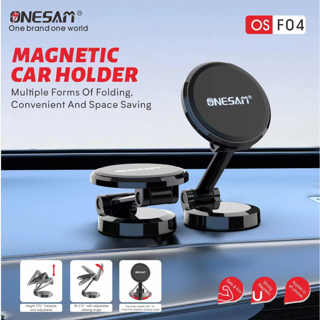 ONESAM OS-F04 Folding Magnetic Car Holder 360 Degree Rotatable Car Mount Stand Magnetic ...