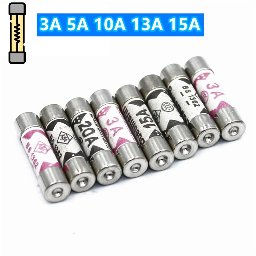 Ceramic Fuse 6x25mm BS1362 Bussmann 3A / 5A / 10A / 13A / 15A / 20A UK ...