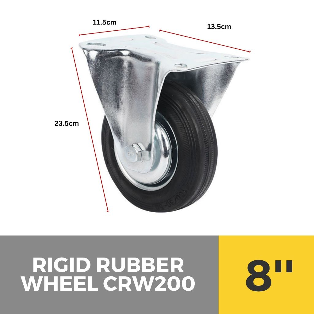 8 INCHI Trolley Black Rubber Single Wheel Swivel Brake Castor Furniture ...