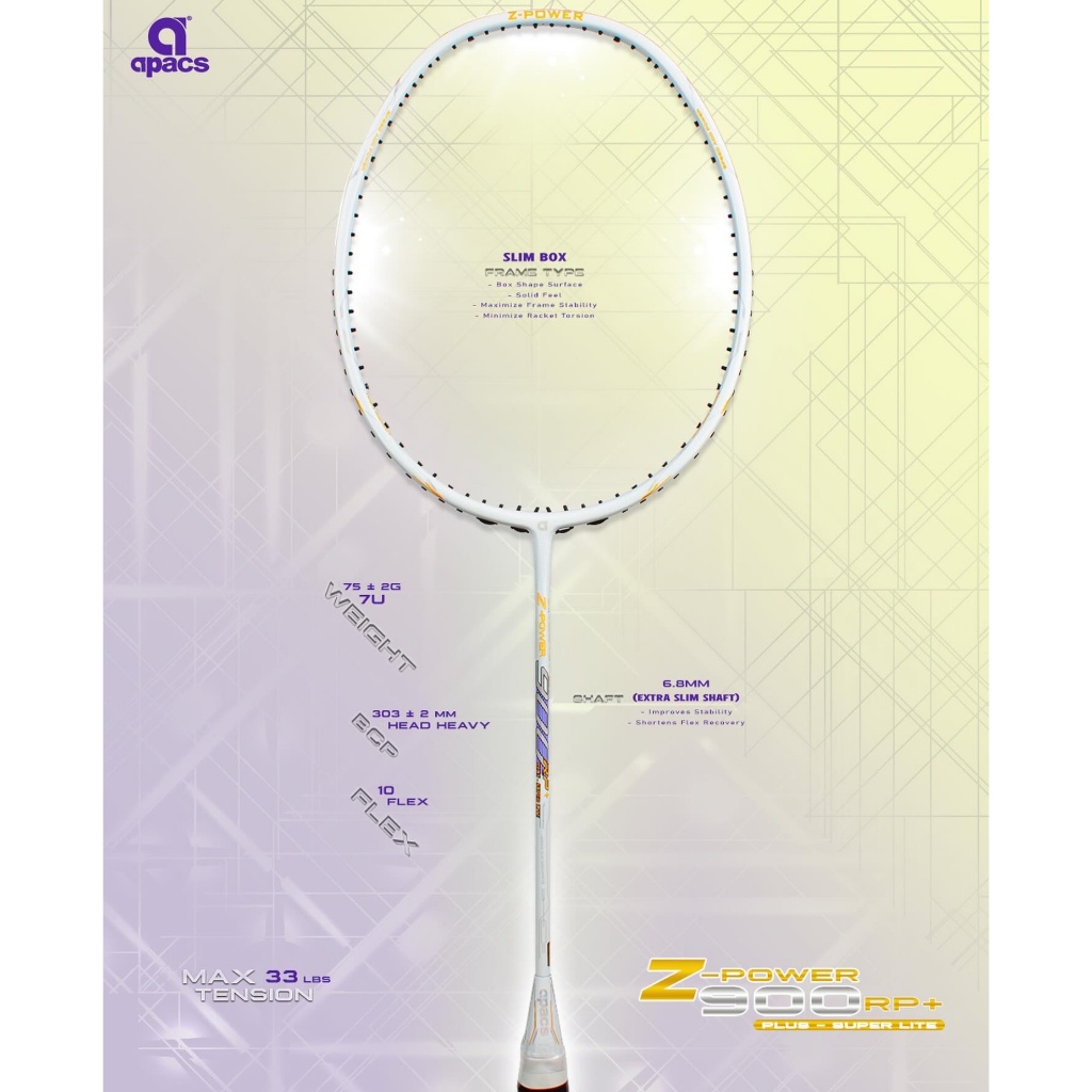 APACS Z POWER 900 RP+ SUPER LITE (Frame Only) FREE 1x FELET STRING & 1x ...