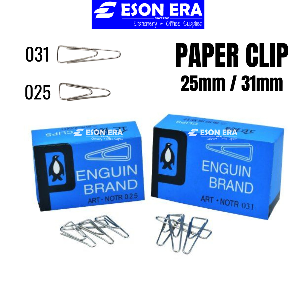 Penguin Paper Clip 25mm / 31mm Triangle Clip Klip Tiga Segi | Shopee ...