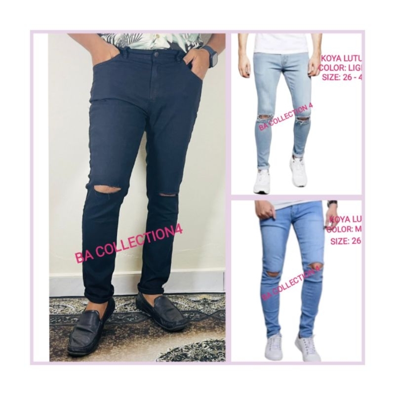 Men's Koyak skiny fit jeans kain Stretchable (Ready Stock) | Shopee ...