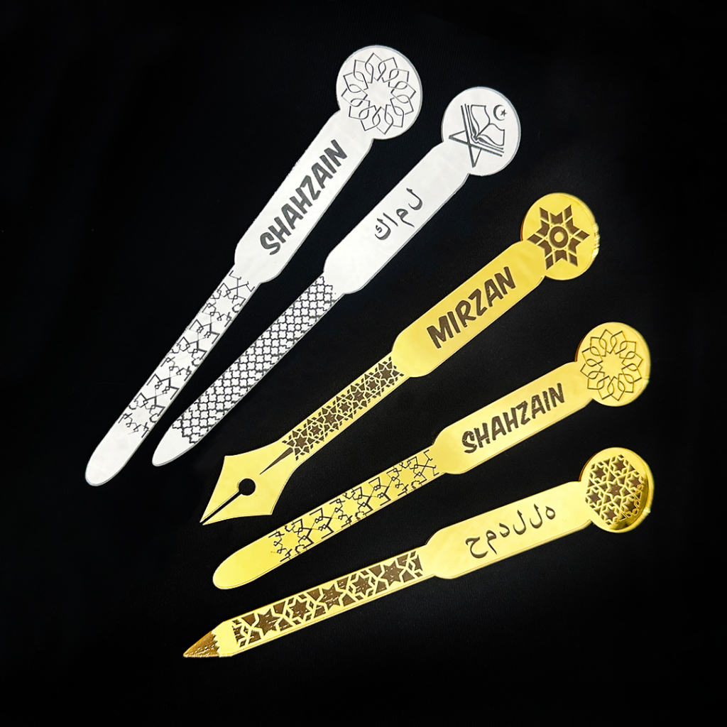 Penanda Buku Al-Quran ACRYLIC Emas Gold dan Perak Silver Percuma Ukiran ...