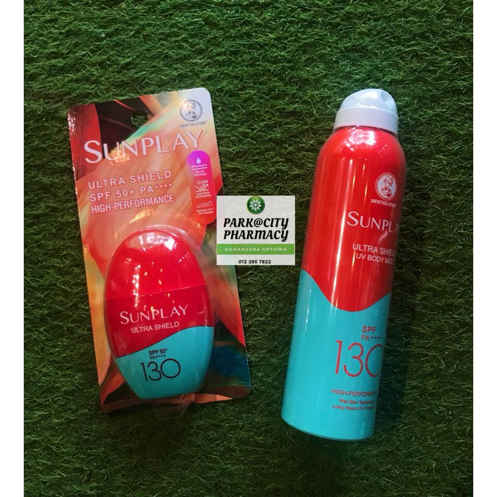 Mentholatum Sunplay Ultra Shield Lotion SPF 50 PA++++ 35g / SPF 130 PA++++ Body Mist 165ml ...