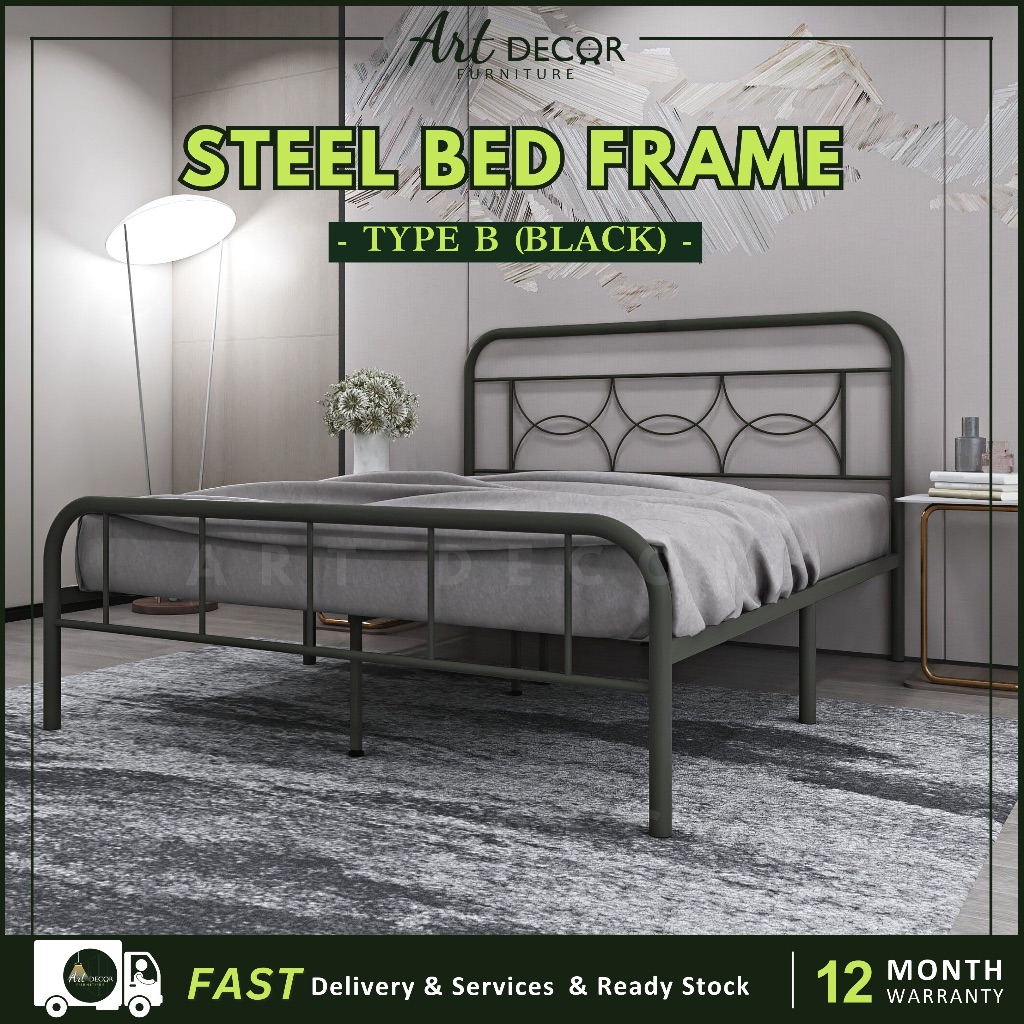 🔥READY STOCK🔥5/6/3ft Queen/ King/Single Bed Frame Katil Besi Queen ...