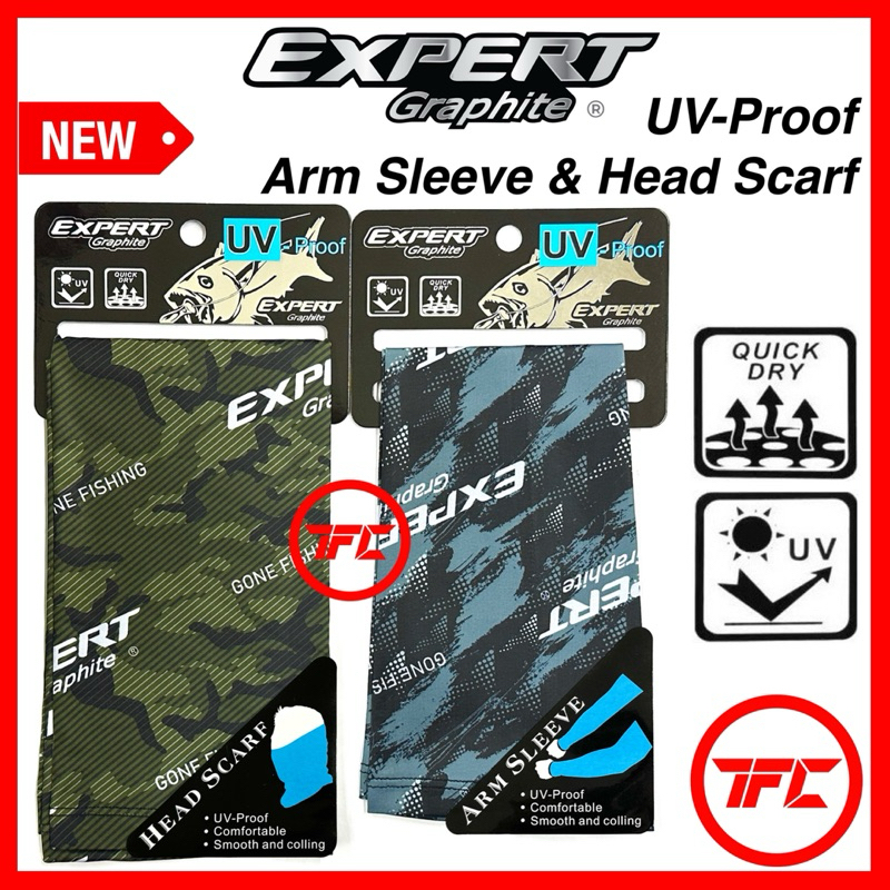 EXPERT GRAPHITE Arm Sleeve & Head Scarf Color UV Proof Sun Protection ...