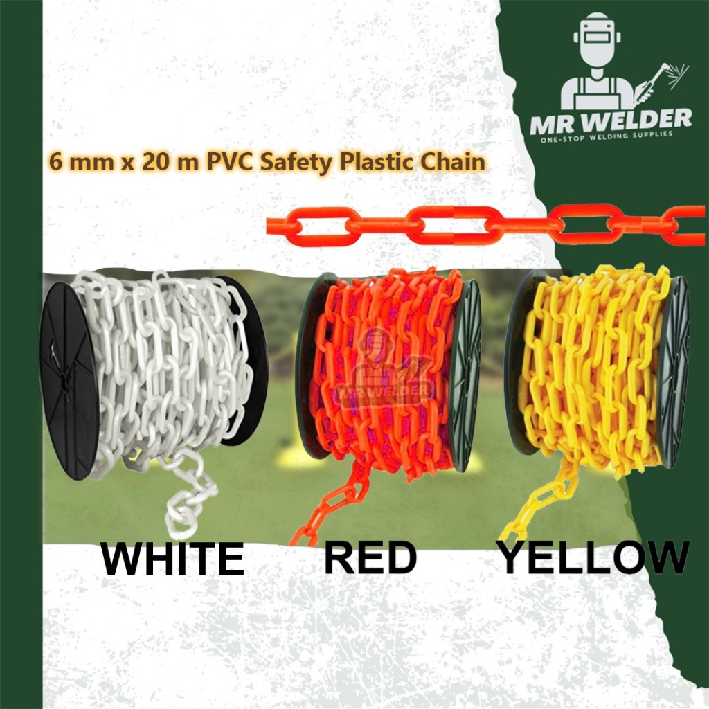 PVC Plastic Chain 20m x 6m Red White Yellow / Rantai Plastik Barricade ...