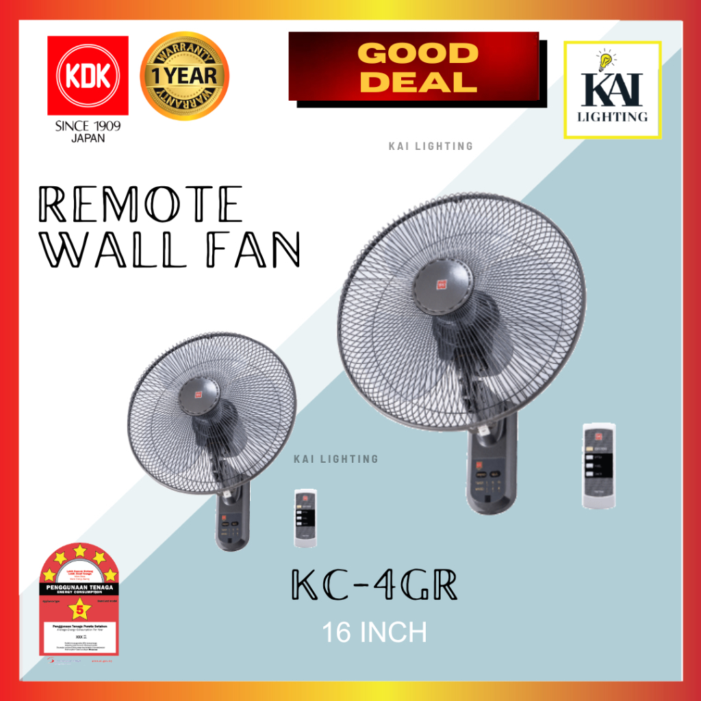 KDK Wall Fan with Remote Control KC4GR (40cm/16″) | Shopee Malaysia