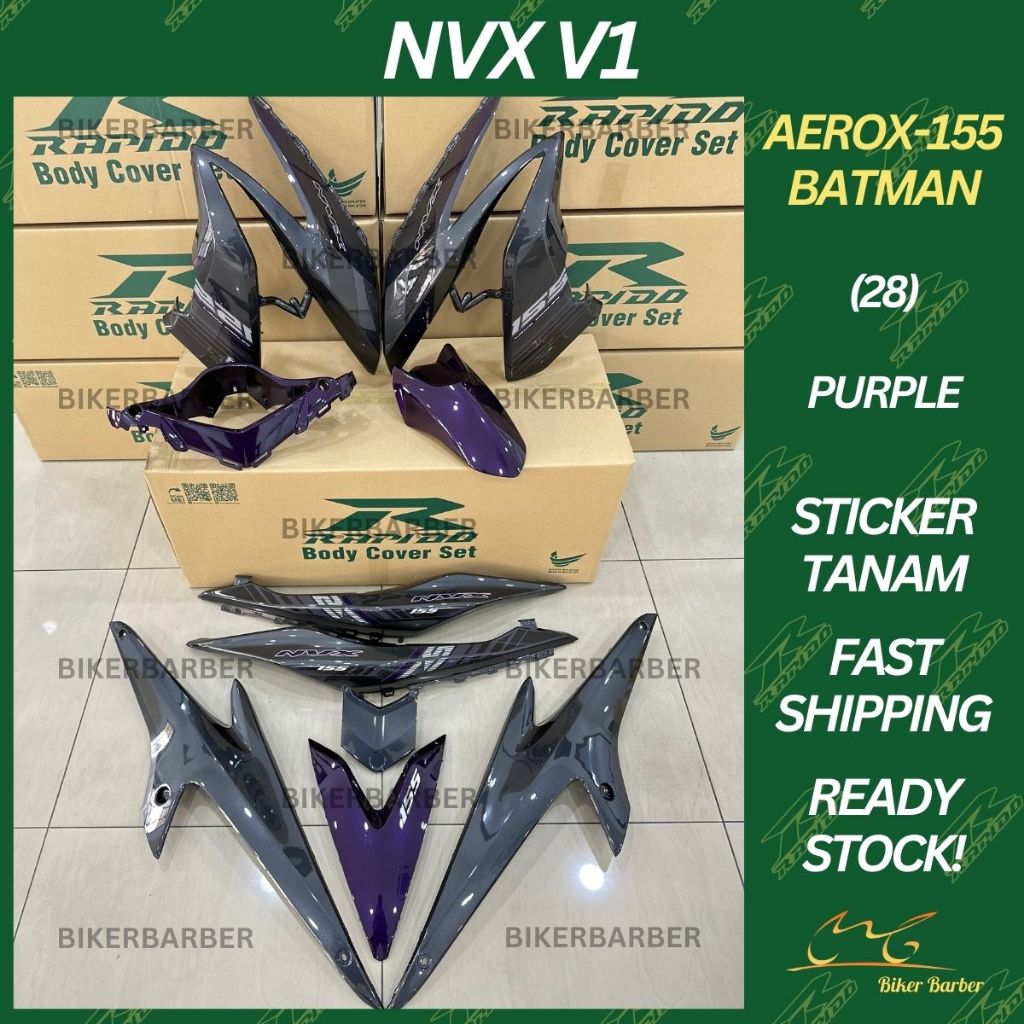 RAPIDO Coverset Yamaha Nvx V1 Aerox-155 Batman (28) Purple Red Body ...