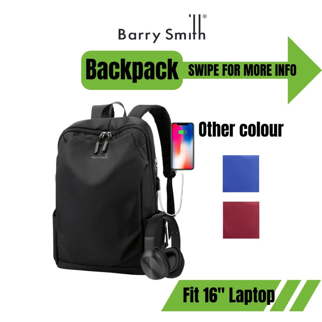 Barry Smith B610 Laptop Backpack (w/ USB Port) | Shopee Malaysia