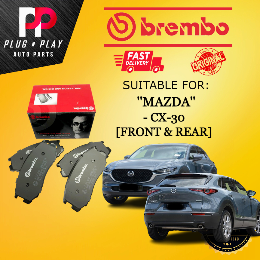 BREMBO MAZDA CX30 CX-30 FRONT ( DEPAN ) & REAR ( BELAKANG ) BRAKE PAD ...