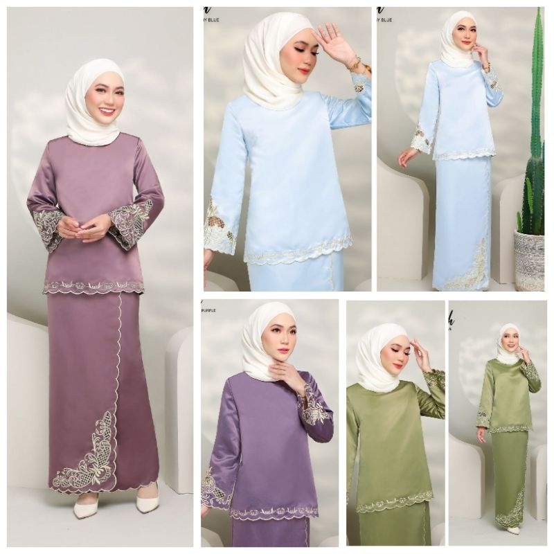 Kurung Satin Sulam Moden Qaseh. 1237 Kurung Satin Qaseh. Baju Kurung Moden Tradisional Satin ...