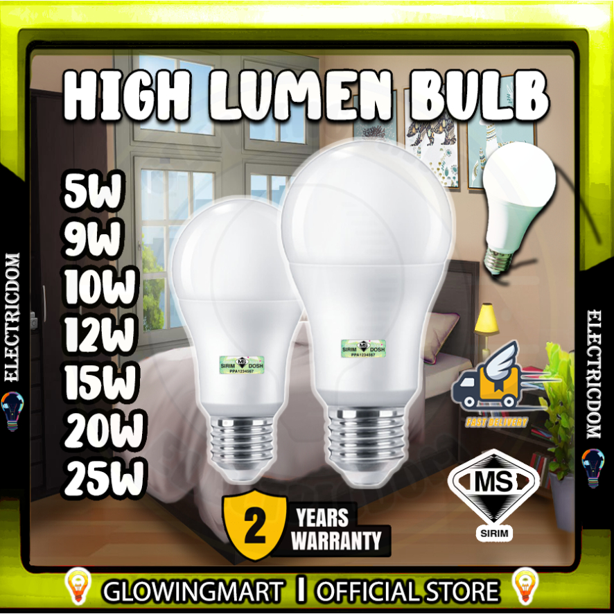 🔥SIRIM🔥Extra Bright LED Bulb 5W 9W 10W 12W 15W 20W 25W E27 Mentol Lampu ...