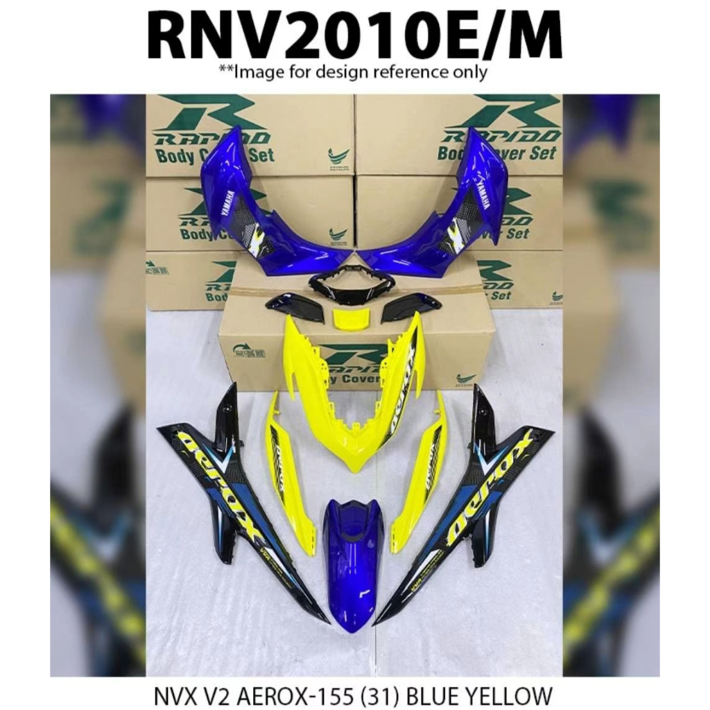 Cover Set Rapido NVX V2 Yamaha Aerox-155 (31) Colour Blue Yellow NVX155 ...