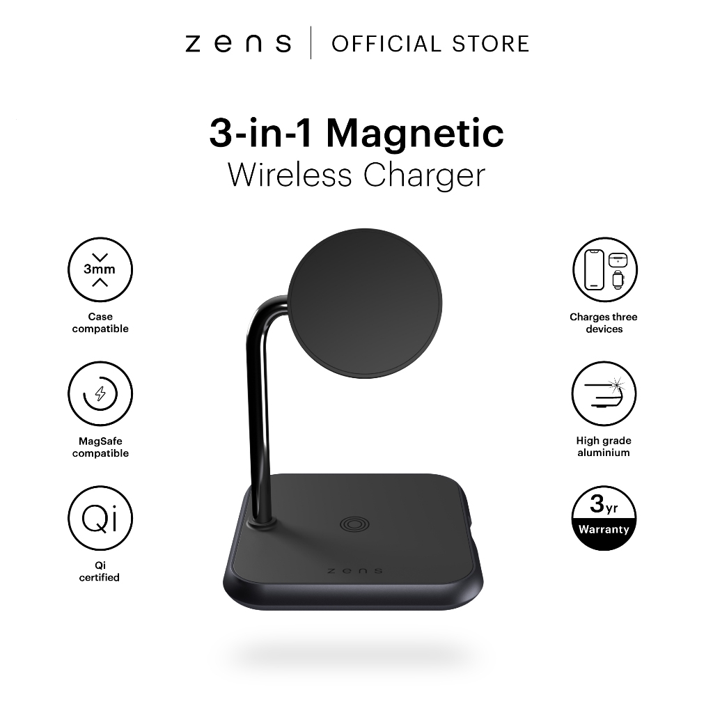 Zens 3-in-1 magnetic wireless charger | Shopee Malaysia