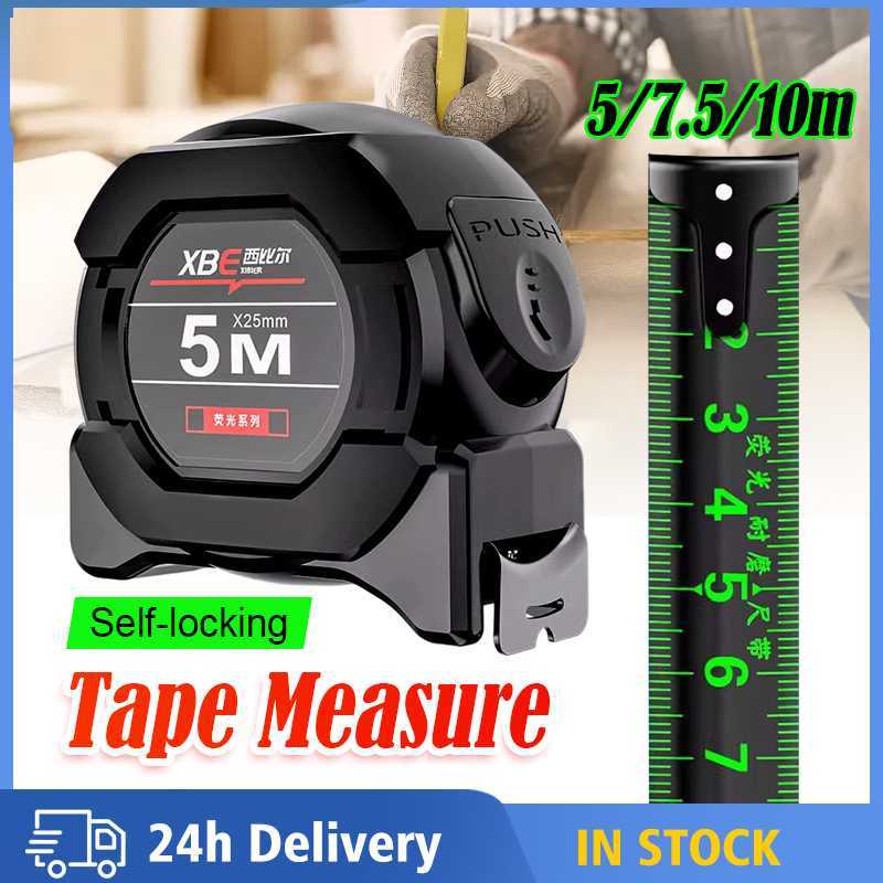🔥10M Tape Self-Locking Fluorescent Steel Tape High Precision Laser Wear ...