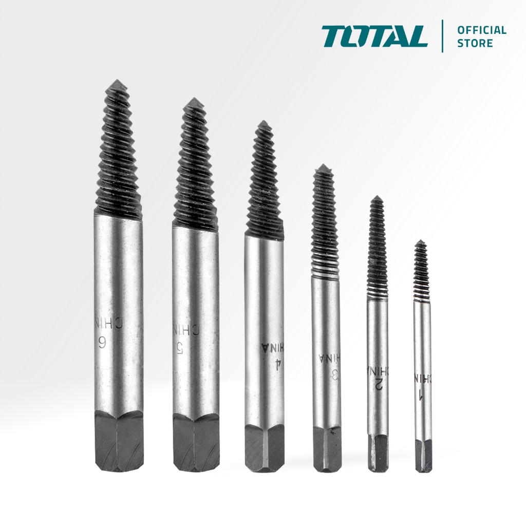 TOTAL Screw Extractor Set To Remove Damaged Screw (3mm-25mm/48-52 HRC/6 ...