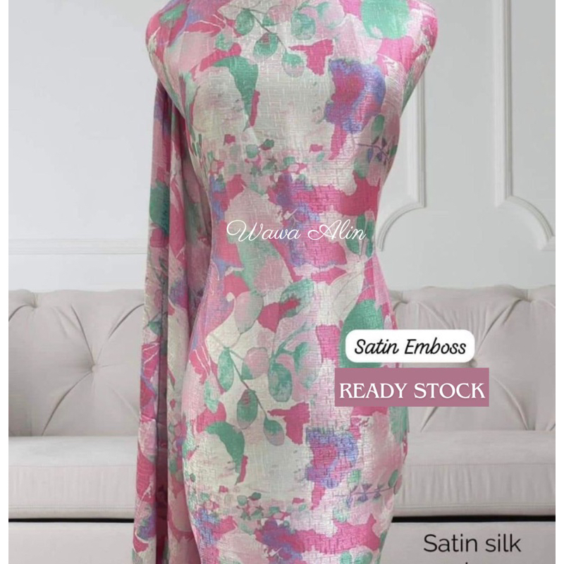 SATIN SILK EMBOSS MURAH RAYA 2024 [3.5 meter bidang 60] / KAIN PASANG ...