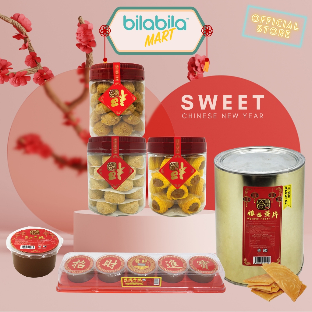 CNY Cookies New Year Biscuits (Kuih Kapit, Nian Gao, Peanut Cookies ...