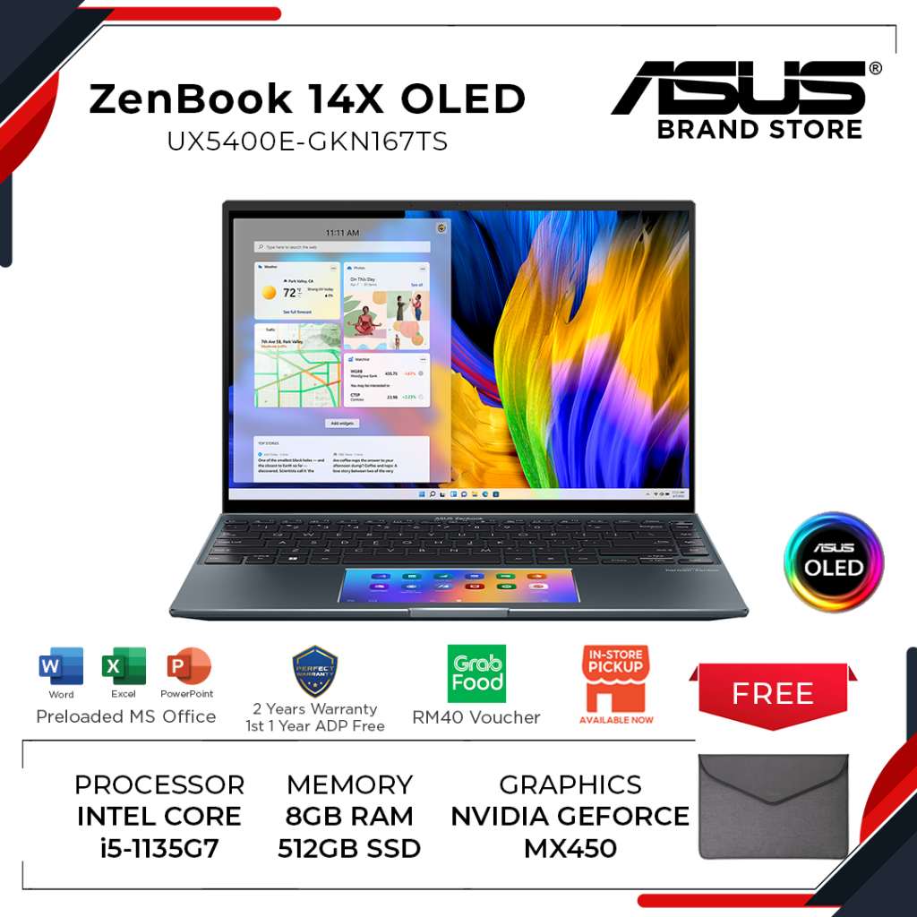 ASUS ZENBOOK UX5400E-GKN167TS (I5-1135G7, 8GB, 512GB SSD, MX450_2GB, 14 ...