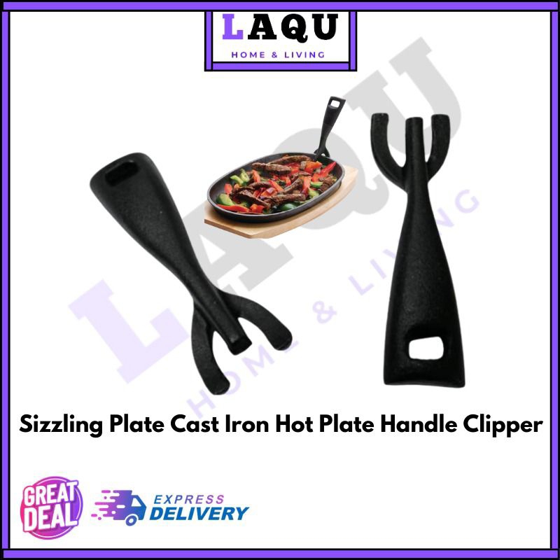 (LOWEST PRICE) Sizzling Plate Cast Iron Hot Plate Handle Clipper ...