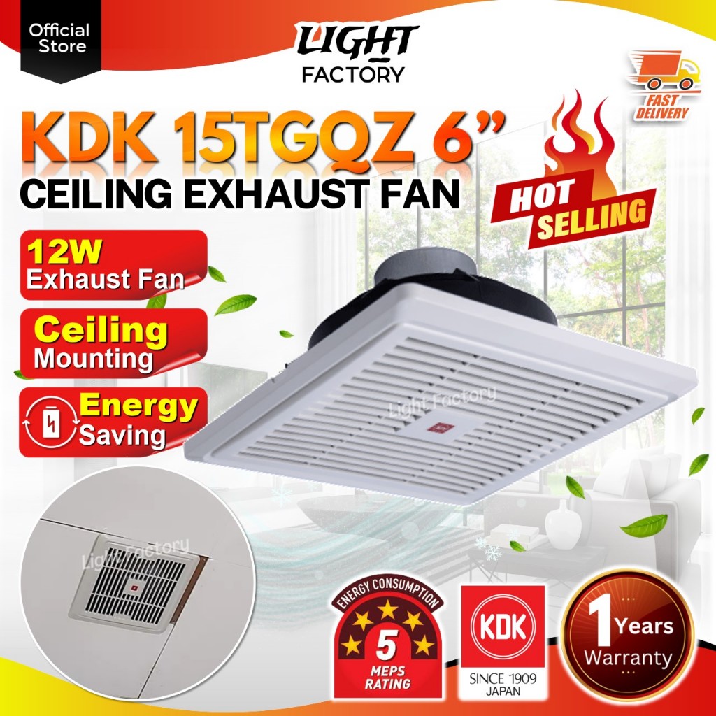 KDK Ceiling Ventilation Fan 6" 15TGQZ 6 Inches Ceiling Mount Propeller ...
