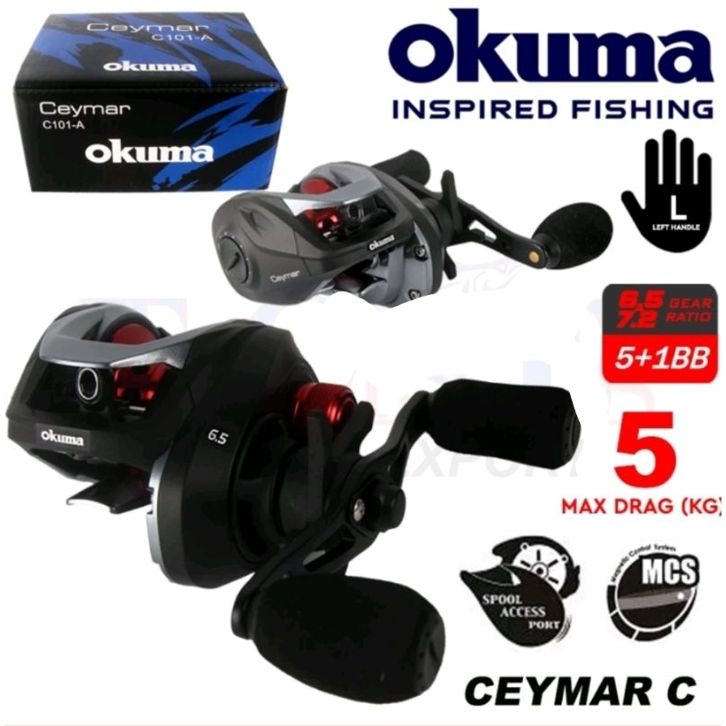Mesin Pancing 5kg Maxdrag Okuma BC Ceymar C101 Low Profile Baitcast ...