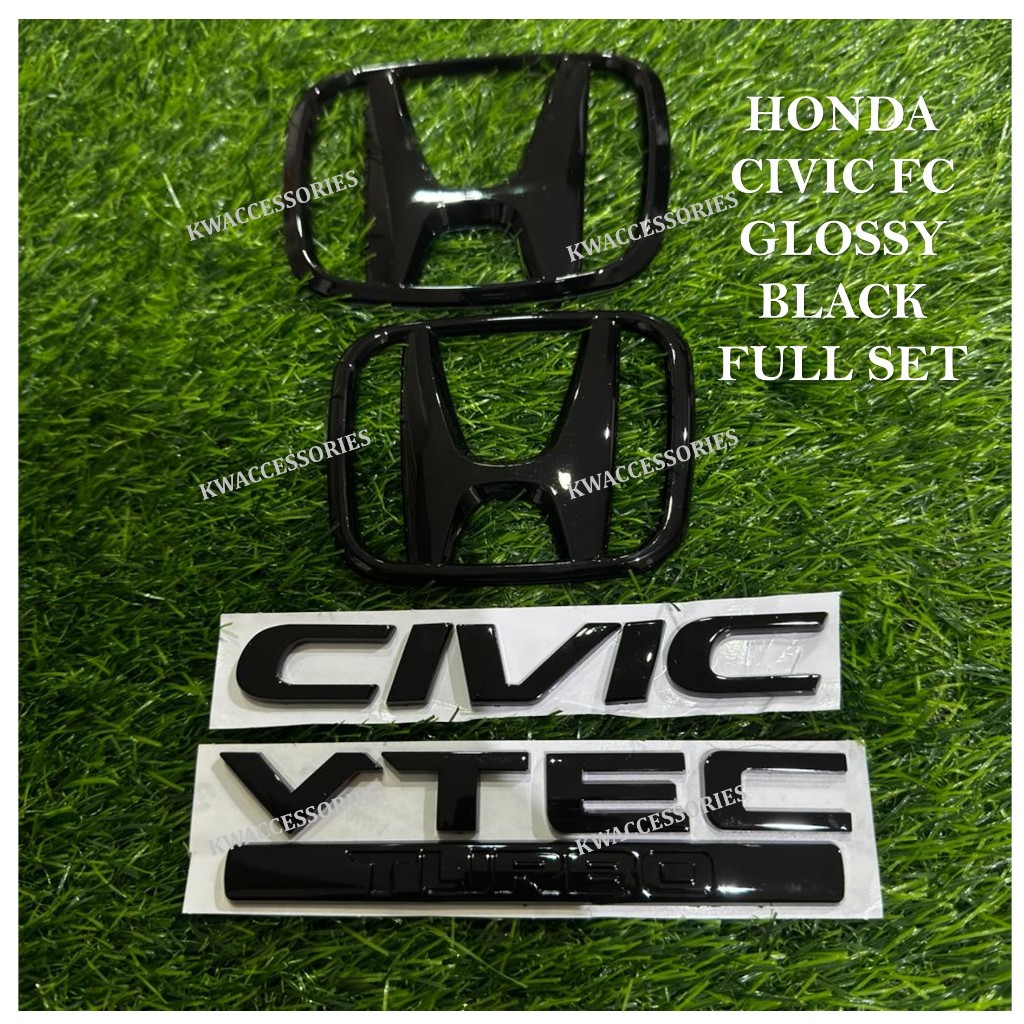 Glossy Black Emblem VTEC Turbo Badge Honda Civic FC FK7 FK8 | Mugen RR ...