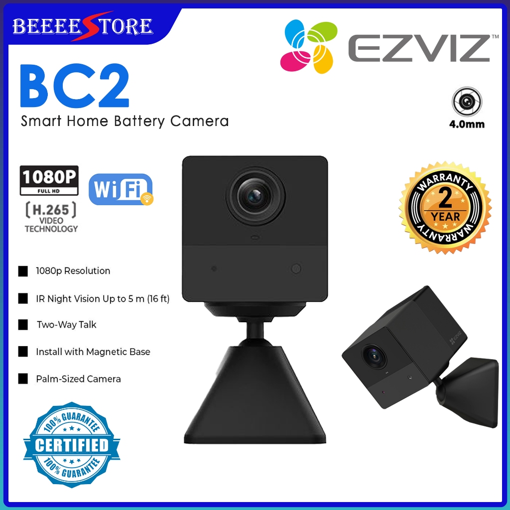 EZVIZ BC2 2MP Indoor Wi-Fi Smart Home Battery Powered Camera Smart Human Detection 2-way Talk ...