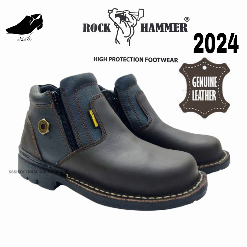 💯ORIGINAL ROCK HAMMER SAFETY SHOE/BOOT MID HIGH CUT DOUBLE ZIP/KASUT ...