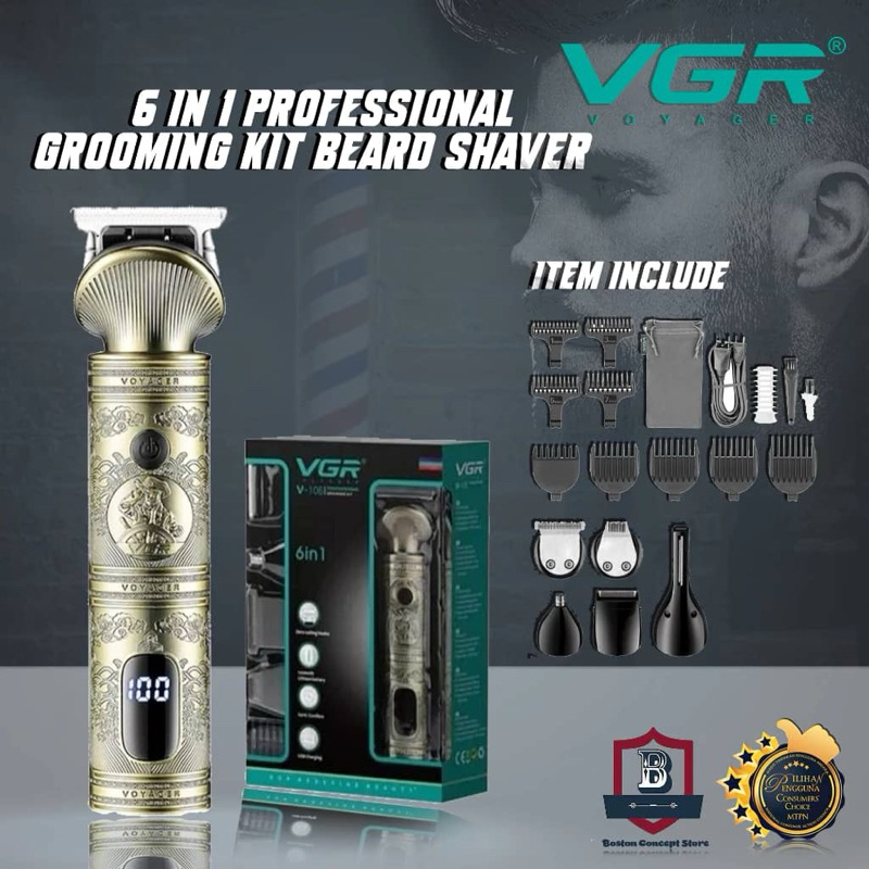 Original VGR V-106 Professional Hair Cut Clipper Nose Hair Trimmer 6 in 1 Rechargeable Trimmer ...