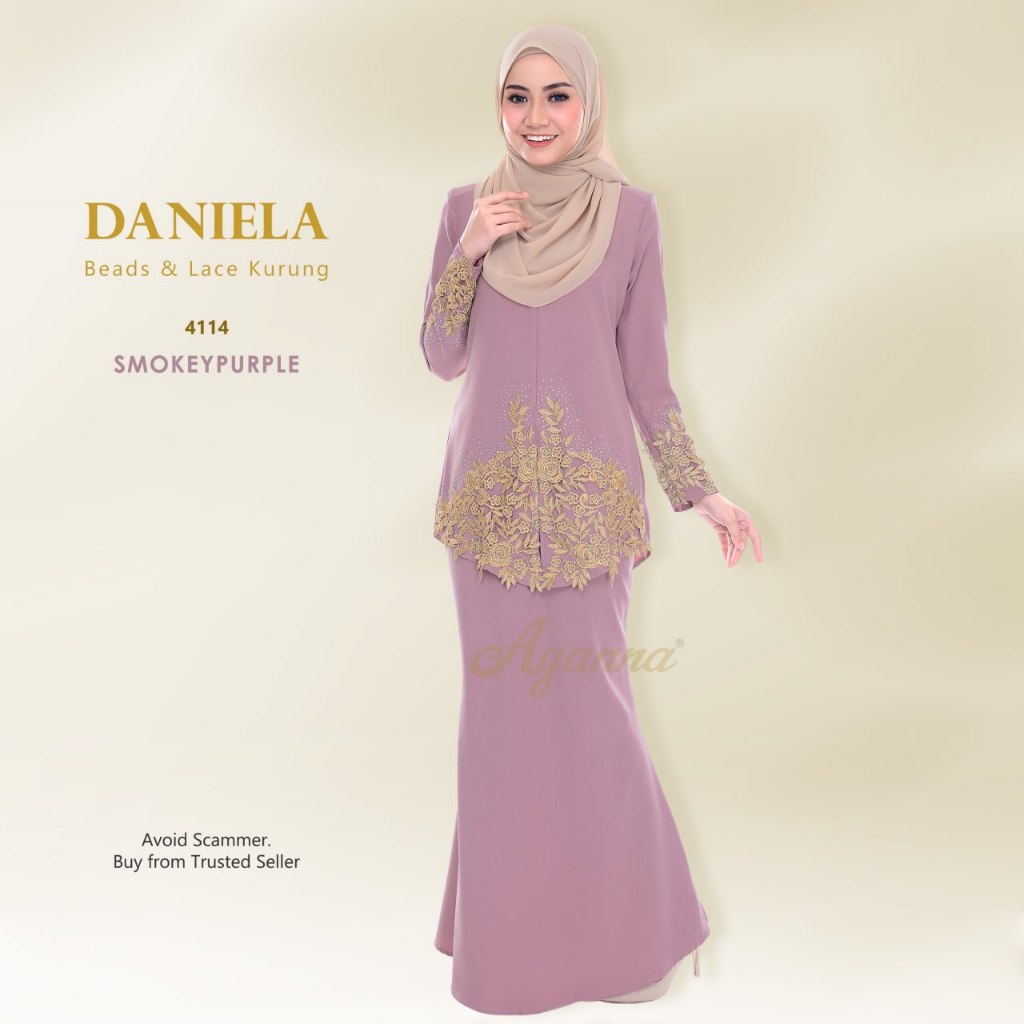 Tema Smokey Purple Baju Kurung Dewasa Plus size Plain Lace Moden Tunang Bridesmaid Kenduri Raya ...