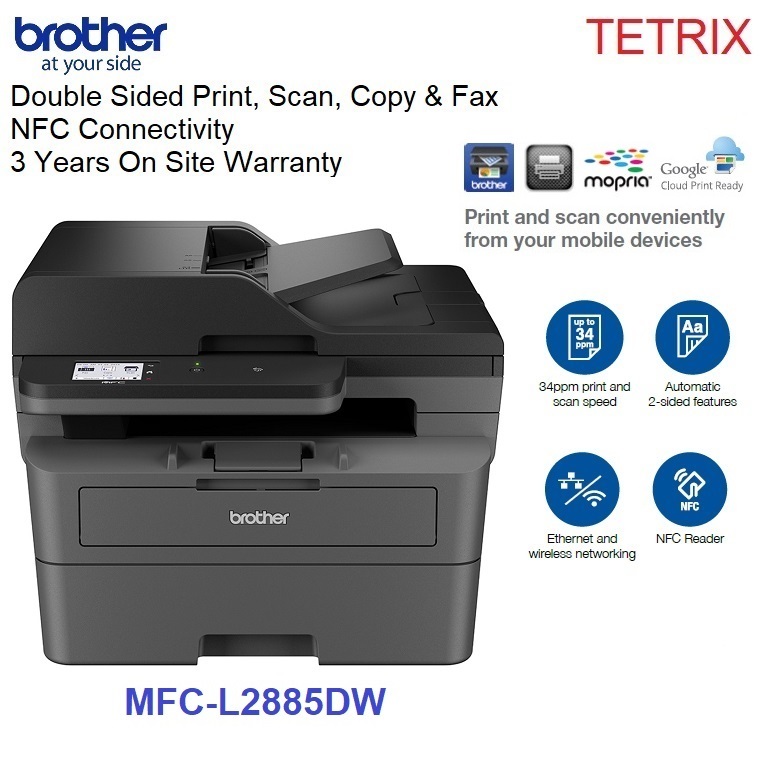 Brother MFC-L2885DW All in One Mono Laser Printer Wifi Duplex Scan Fax ...
