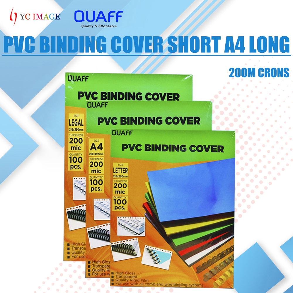 Quaff Pvc binding cover 200MIC A4 thickness 0.2mm100PCS PP transparent 1 pack Rigid Sheet ...