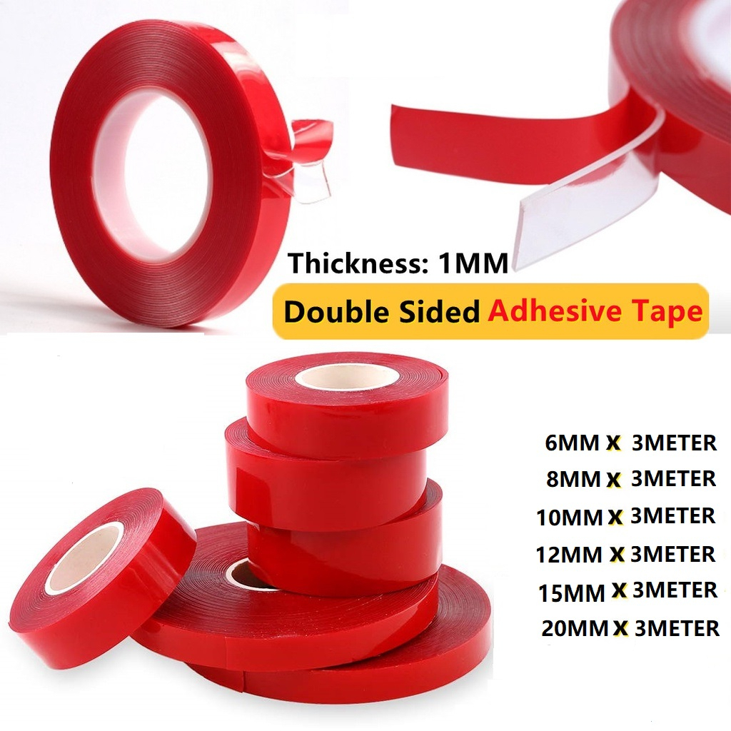 MKR 3Meters 3M Heavy Duty Super Strong Double Sided Acrylic Foam Double Side Tape (Clear) 透明双面胶 ...