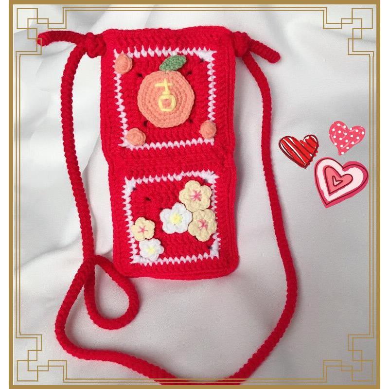 Custom Handmade Crochet Casing With Strap Handphone Calculator 过年手机包 ...