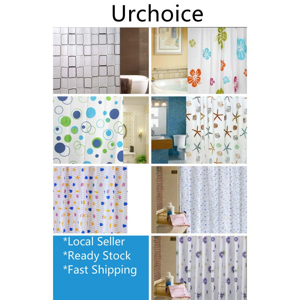 [ready Stock] Modern Printed Peva Waterproof Bathroom Shower Curtain