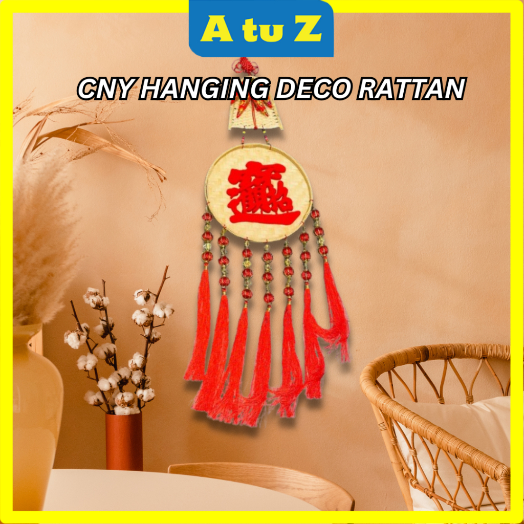 AtuZ CNY 2024 Rattan Wall Hanging Decoration FU Character Bamboo Bell ...