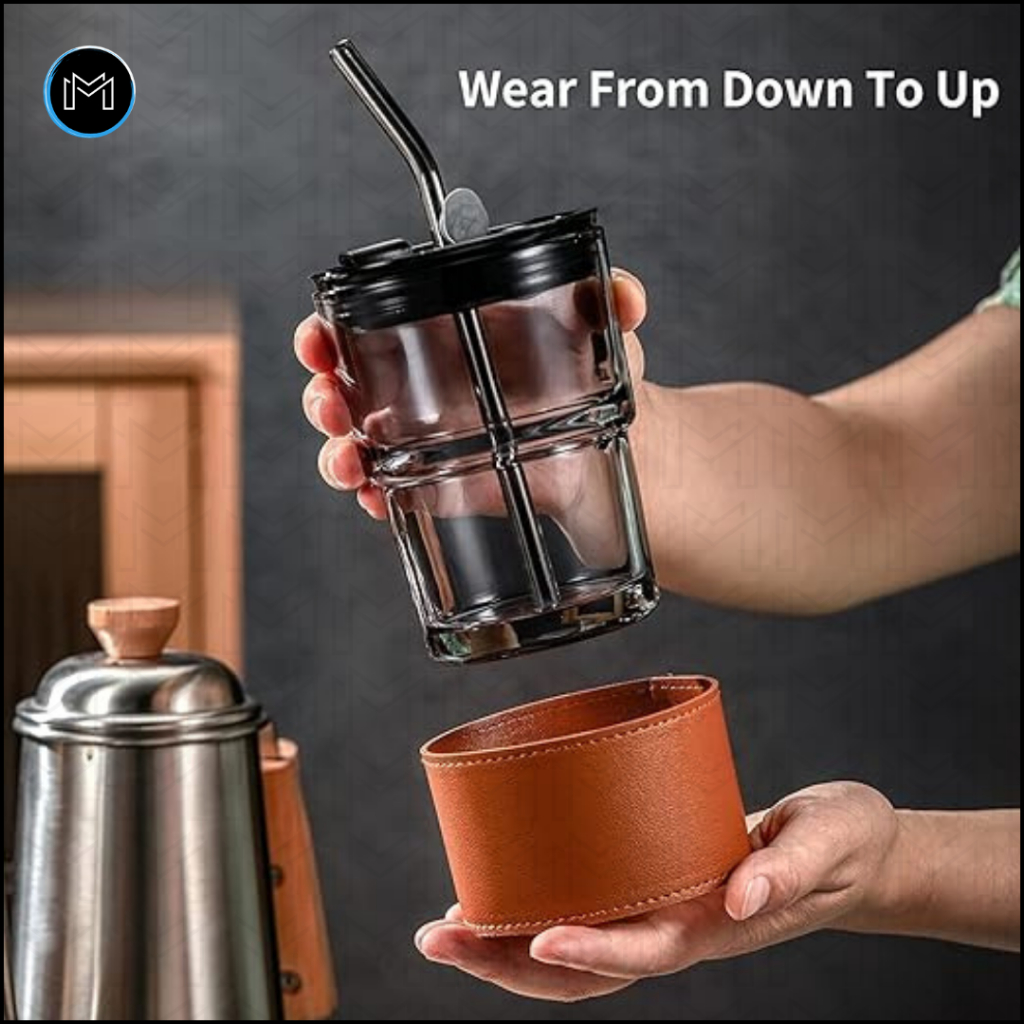 GLASS STRAW CUP RESISTANT BOTTLE VIRAL COFFEE GLASS MUG TRANSPARENT MUG ...