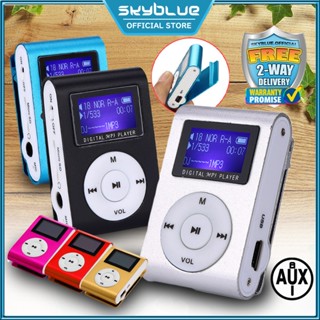 SkyBlue Mini Cube MP3 Player w Display Rechargeable Portable Music Walkman with USB Cable ...