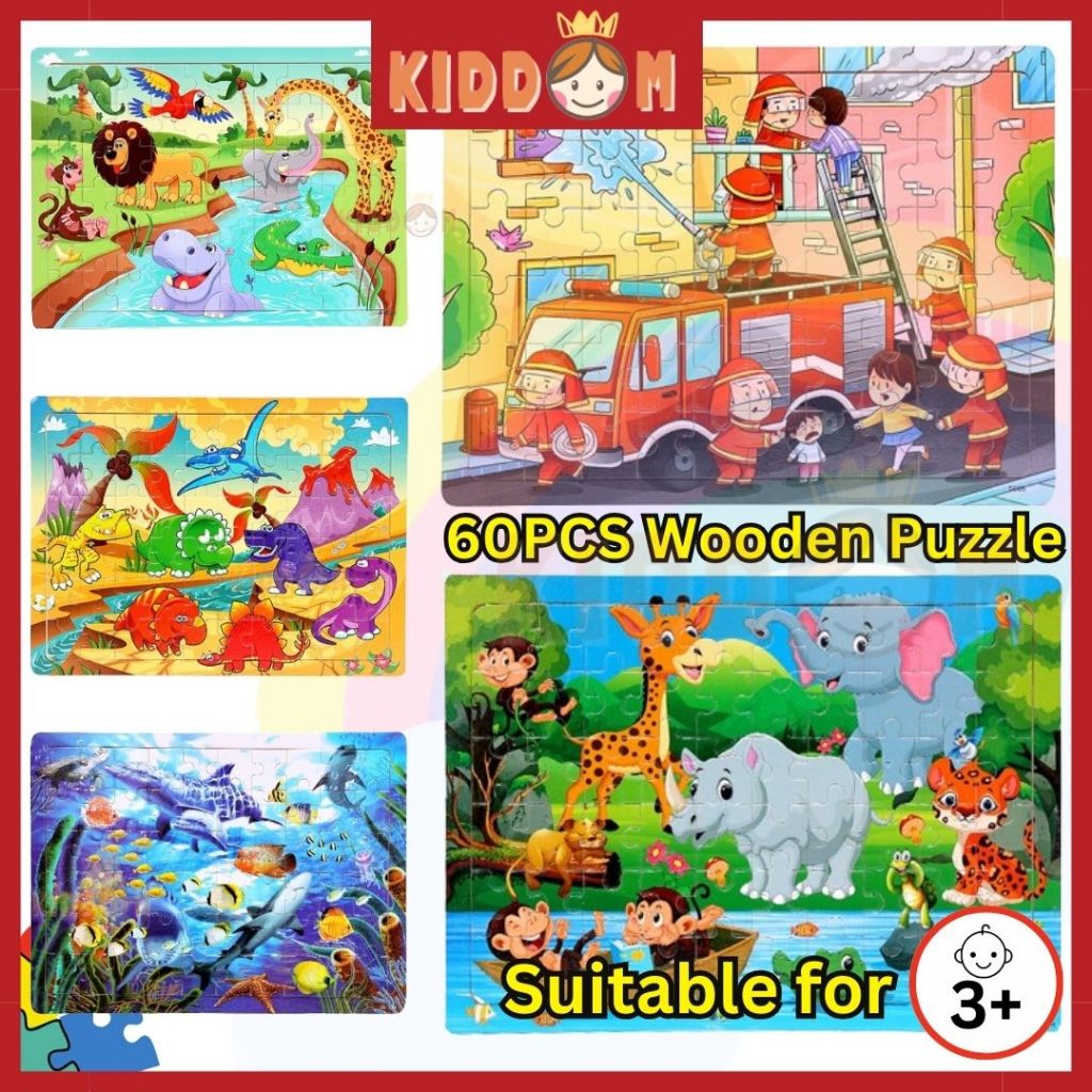 60pcs Kids Puzzle Wooden Puzzle for Kids Baby Jigsaw Puzzle Montessori ...