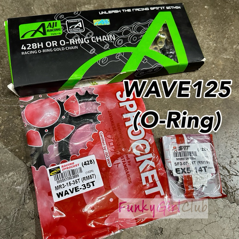 MDH AJI RACING ORING SPROCKET SET 428 COMBO Honda W125 W100R FUTURE ALPHA WAVE 125 428-122L ...