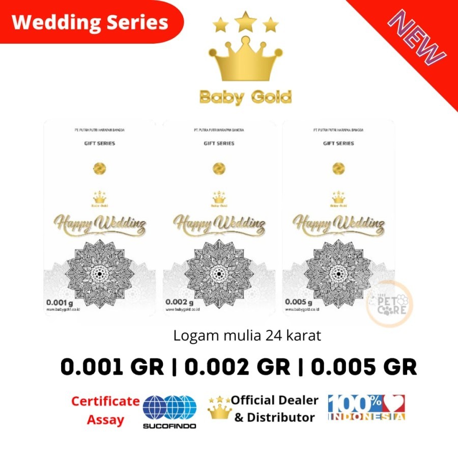 Emas mini / mini gold tulen 999 24k Happy Wedding 0.005 gram | Shopee ...